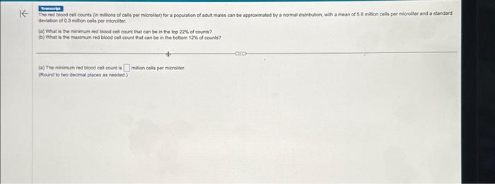 Solved deviation of 0.3 million celt per microliter (a) What | Chegg.com