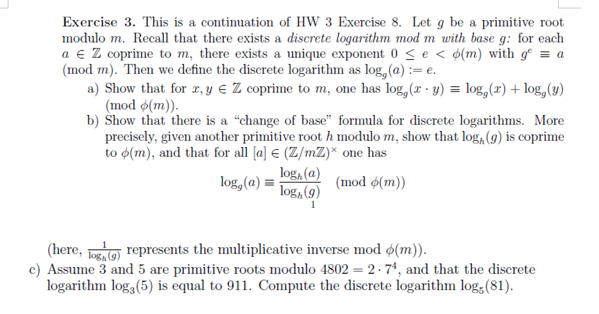 Exercise 3. ﻿This is a continuation of HW 3 ﻿Exercise | Chegg.com