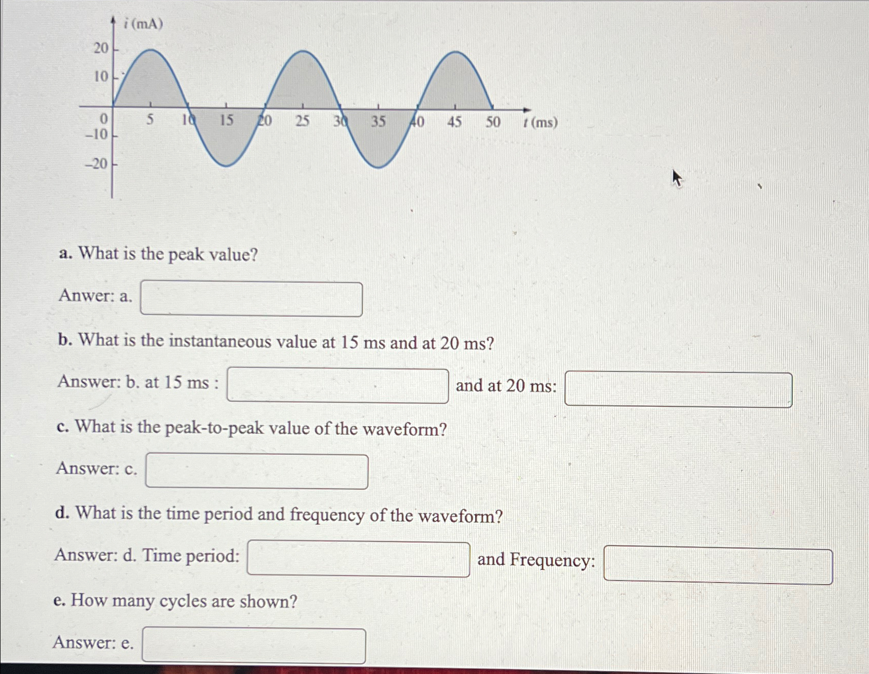 Solved a. ﻿What is the peak value?Anwer: a.b. ﻿What is the | Chegg.com