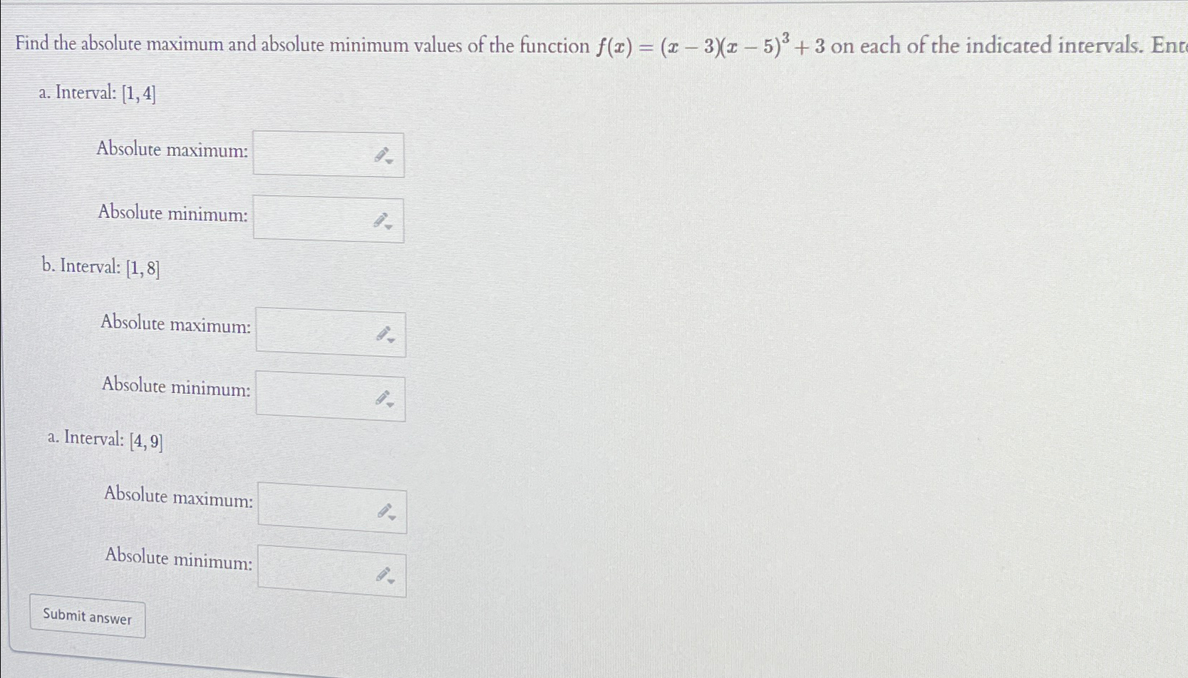 Solved Find The Absolute Maximum And Absolute Minimum Values 9662