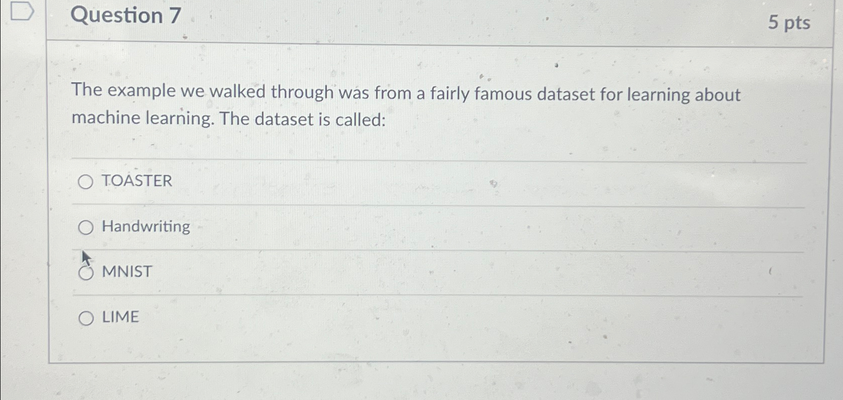 Solved Question 75ptsThe example we walked through was from | Chegg.com