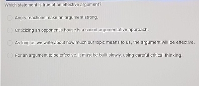 Solved Which statement is true of an effective | Chegg.com