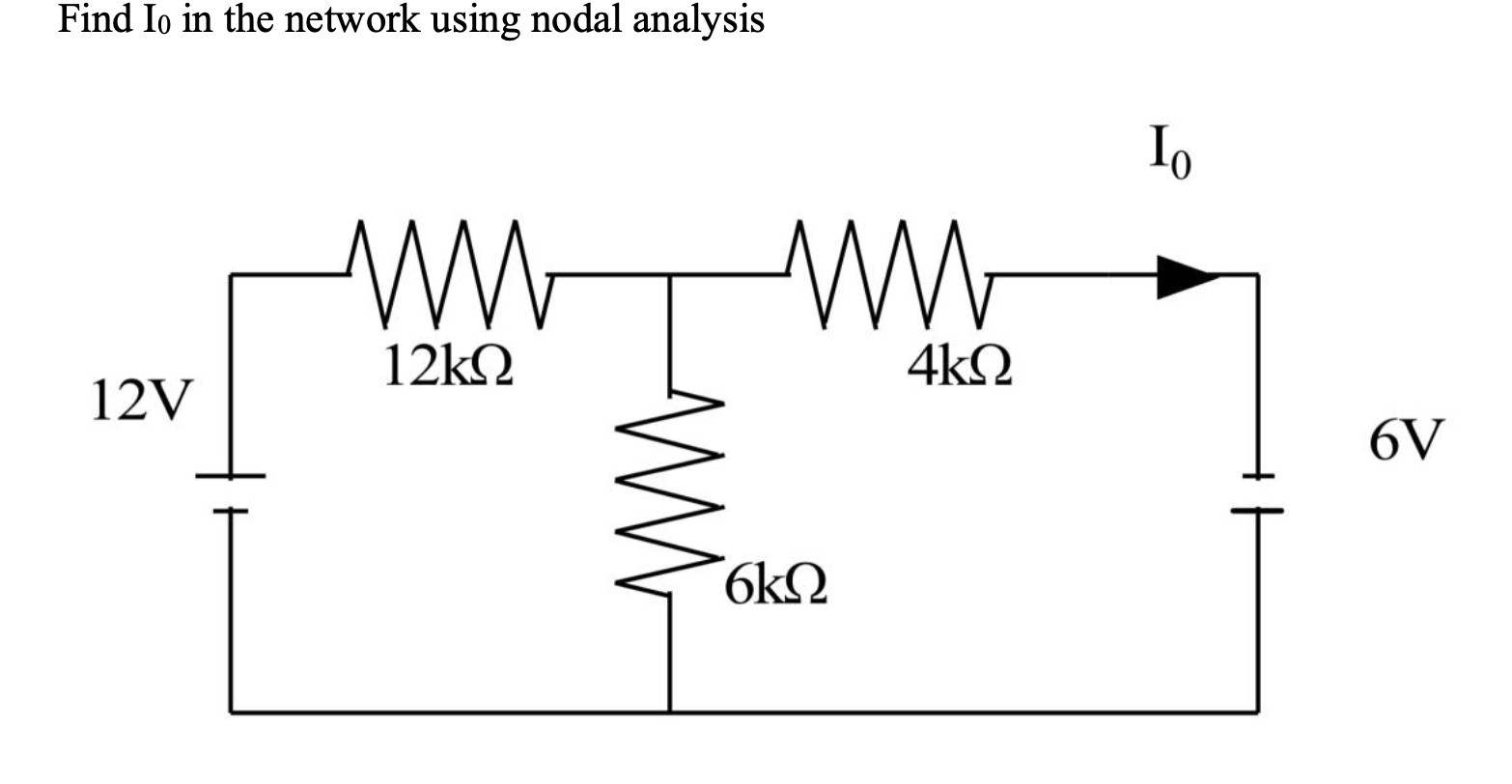 Solved Find I0 ﻿in the network using nodal analysis | Chegg.com