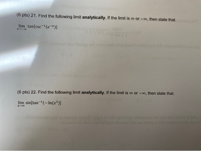 Solved (6 pts) 21. Find the following limit analytically. If | Chegg.com