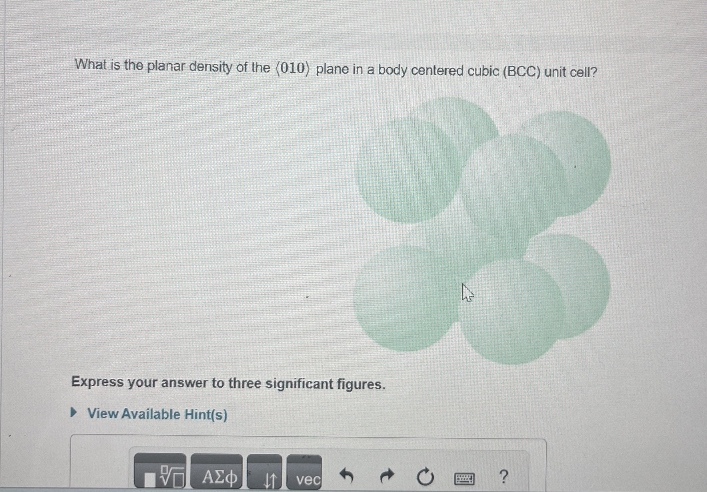 Solved What is the planar density of the (:010:) ﻿plane in a | Chegg.com