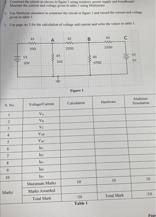 Solved 1. Construct the circuit as shown in figure 1 using | Chegg.com