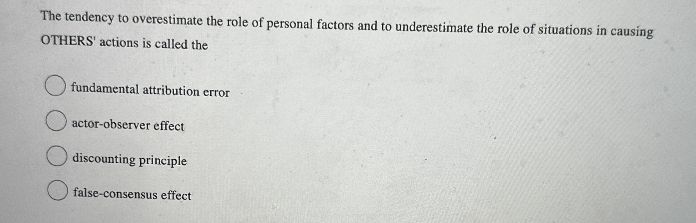 Solved The tendency to overestimate the role of personal | Chegg.com
