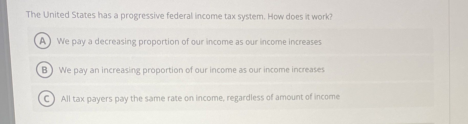 Solved The United States has a progressive federal income | Chegg.com