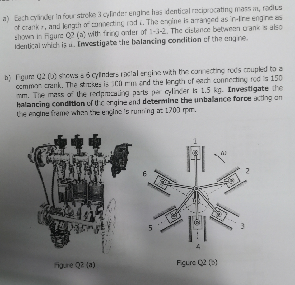 Solved a) ﻿Each cylinder in four stroke 3 ﻿cylinder engine | Chegg.com