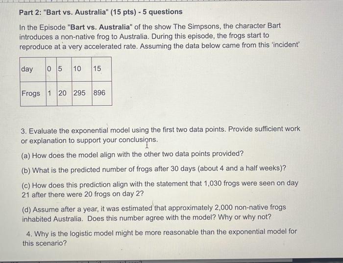 Solved In the Episode "Bart vs. Australia" of the show The | Chegg.com