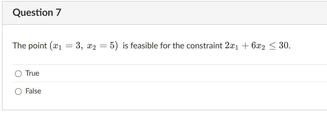 Solved the point (x1=3,x2=5 ) is ﻿feasible for the | Chegg.com