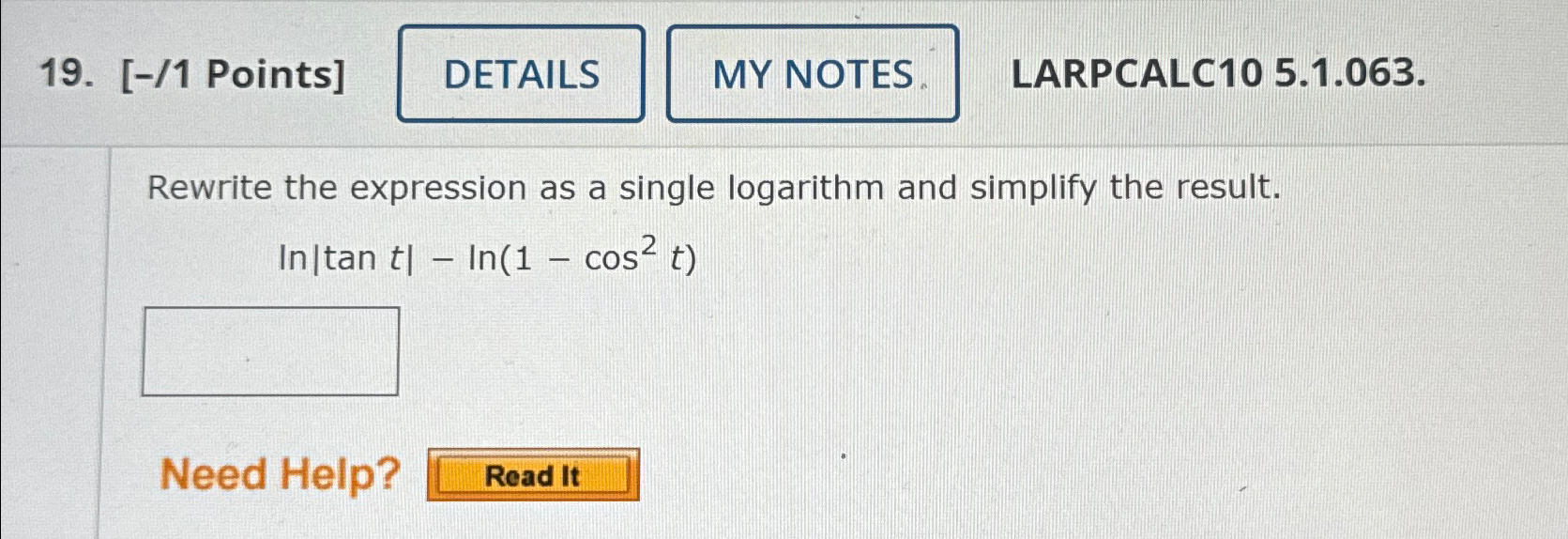 Solved [-/1 ﻿Points]LARPCALC10 5.1.063.Rewrite the | Chegg.com