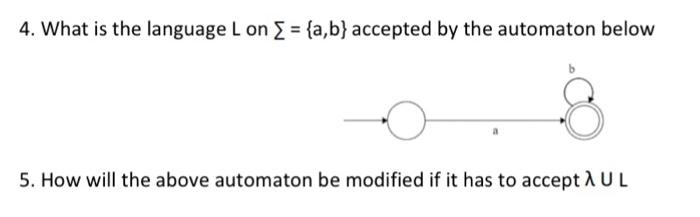 Solved 4. What is the language L on Σ={a,b} accepted by the | Chegg.com