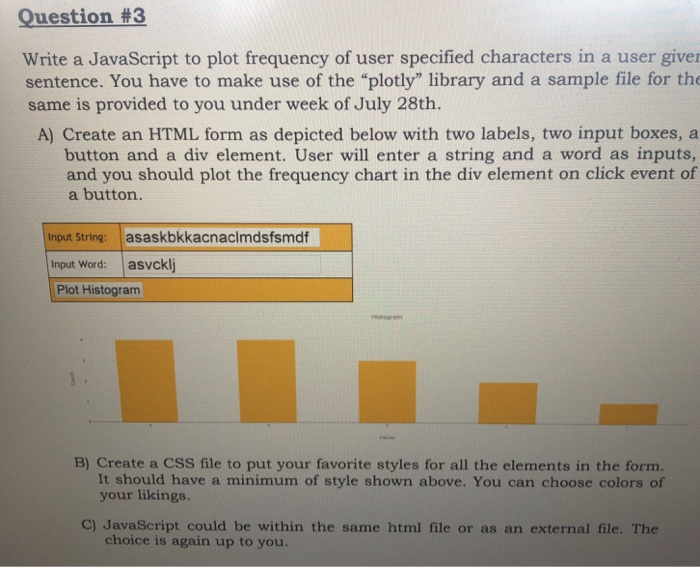 Solved Question #3 Write a JavaScript to plot frequency of | Chegg.com
