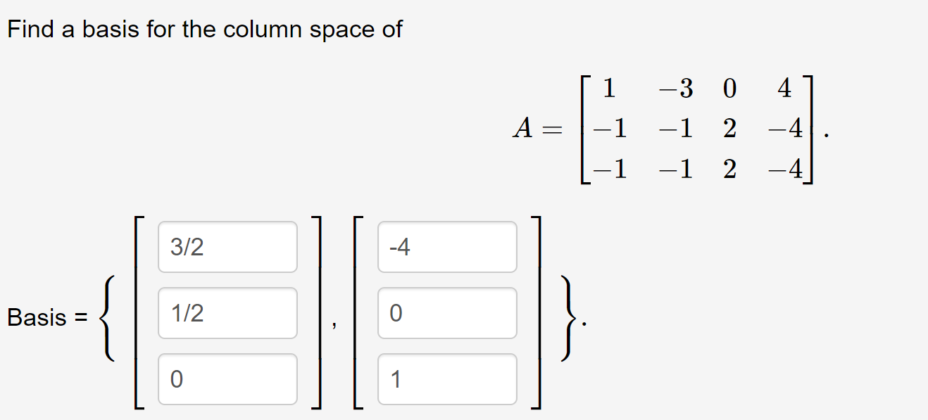 Solved Find a basis for the column space | Chegg.com
