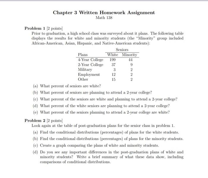 Solved Chapter 3 Written Homework Assignment Math 138 199 37 | Chegg.com
