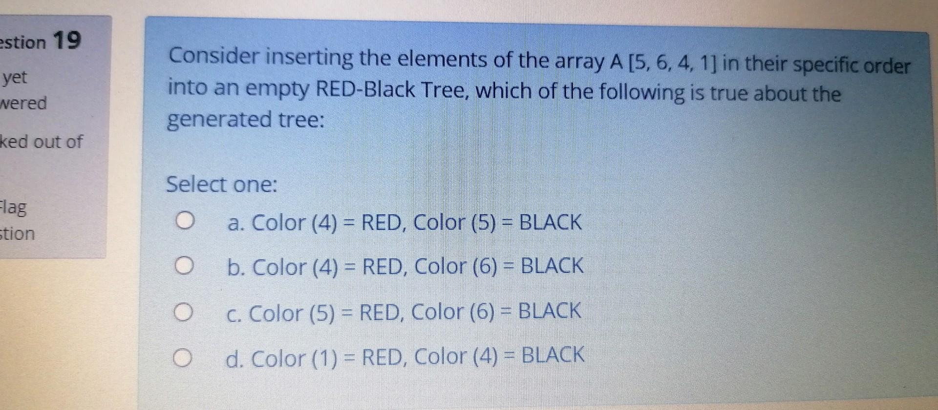 Solved estion 19 yet Consider inserting the elements of the | Chegg.com