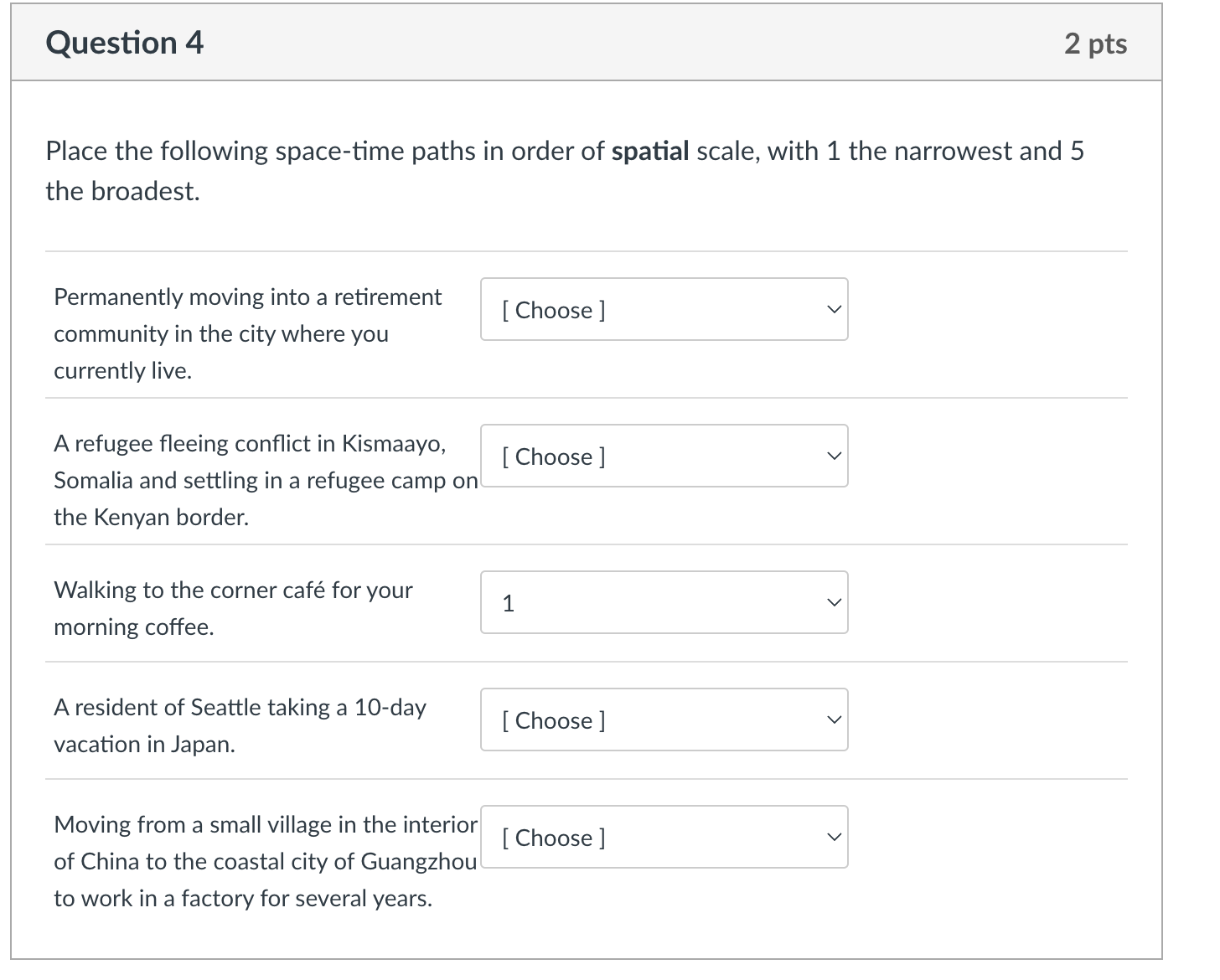 Solved Question 4Place the following space-time paths in | Chegg.com