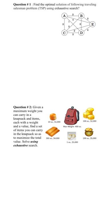 Solved Question \# 1 : Find the optimal solution of | Chegg.com
