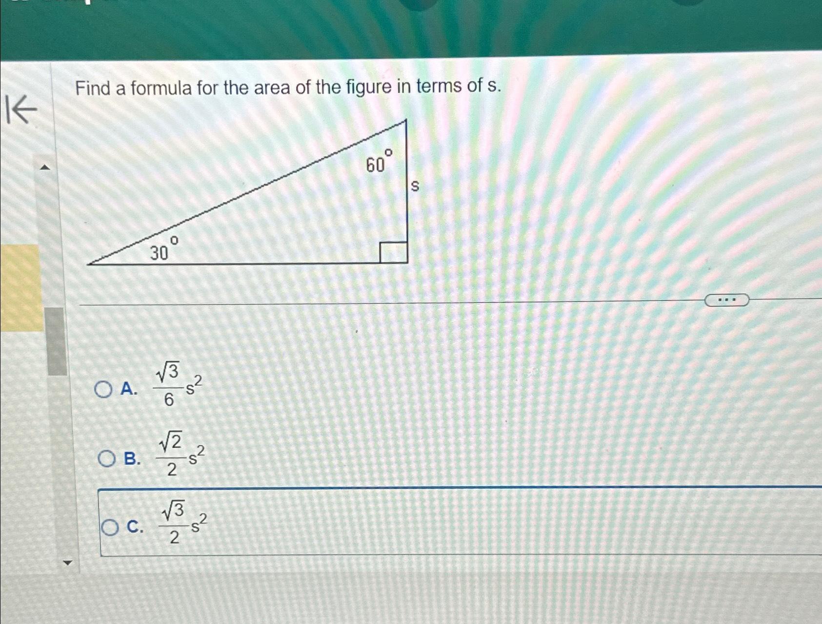 Solved Find a formula for the area of the figure in terms of | Chegg.com