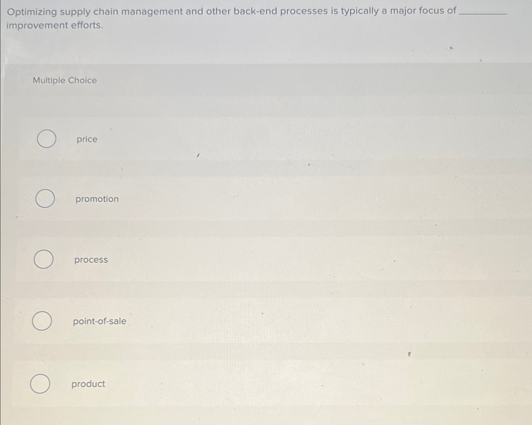 Solved Optimizing supply chain management and other back-end | Chegg.com