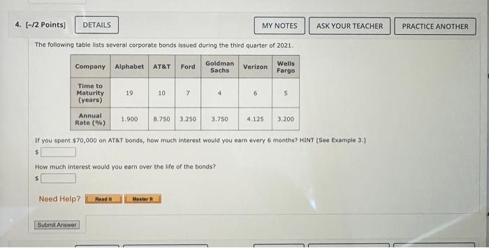 Solved The following table lists several corporate bonds | Chegg.com