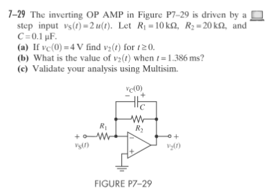 Solved 7-29 ﻿The inverting OP AMP in Figure P7-29 ﻿is driven | Chegg.com