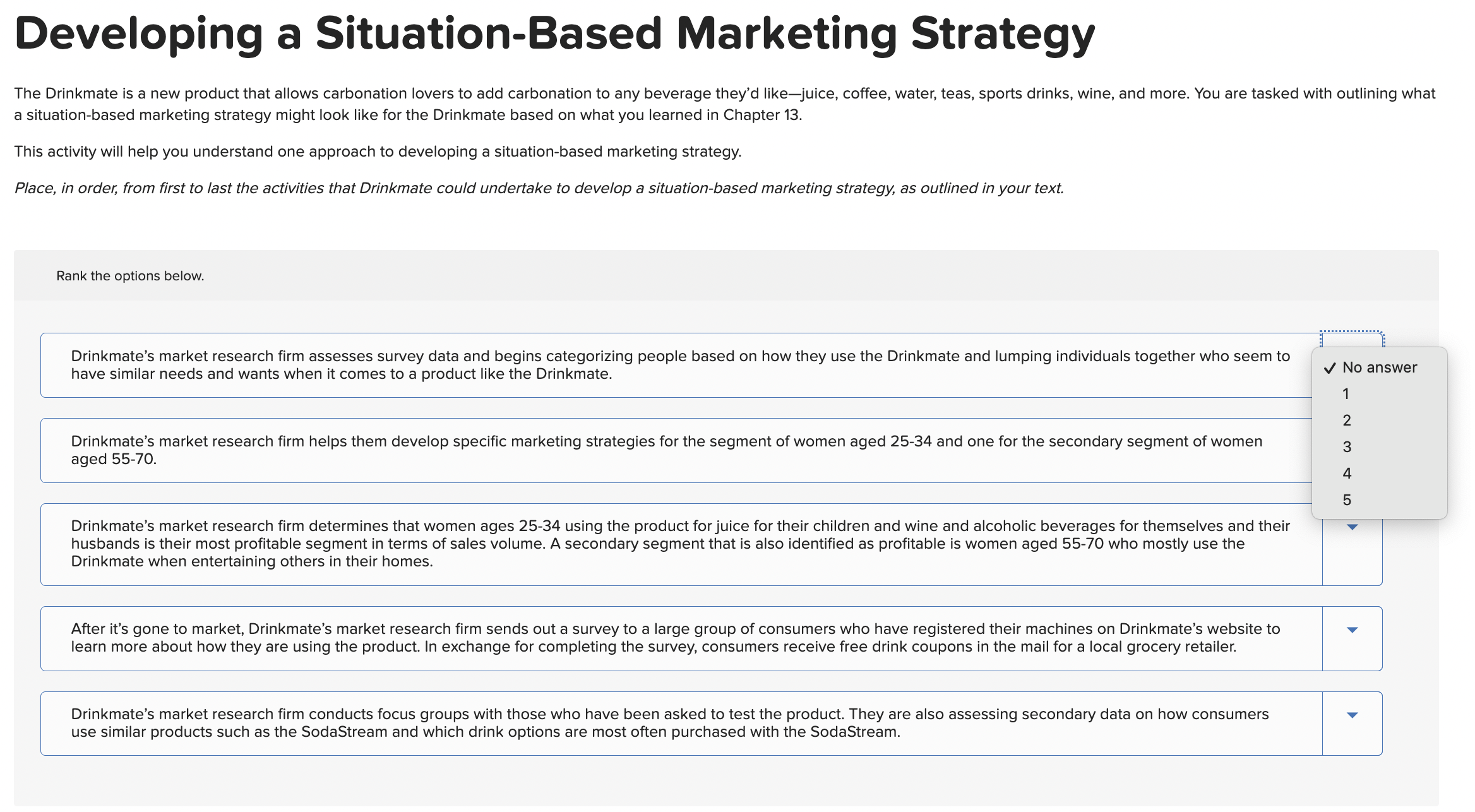 Solved Place the 5 ﻿activities in order from first to last | Chegg.com