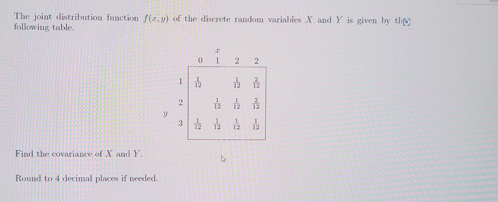 Solved The joint distribution function f(x,y) of the | Chegg.com
