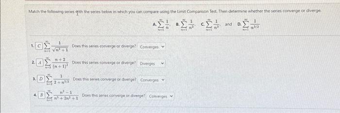 Solved Match the following series with the series below in | Chegg.com