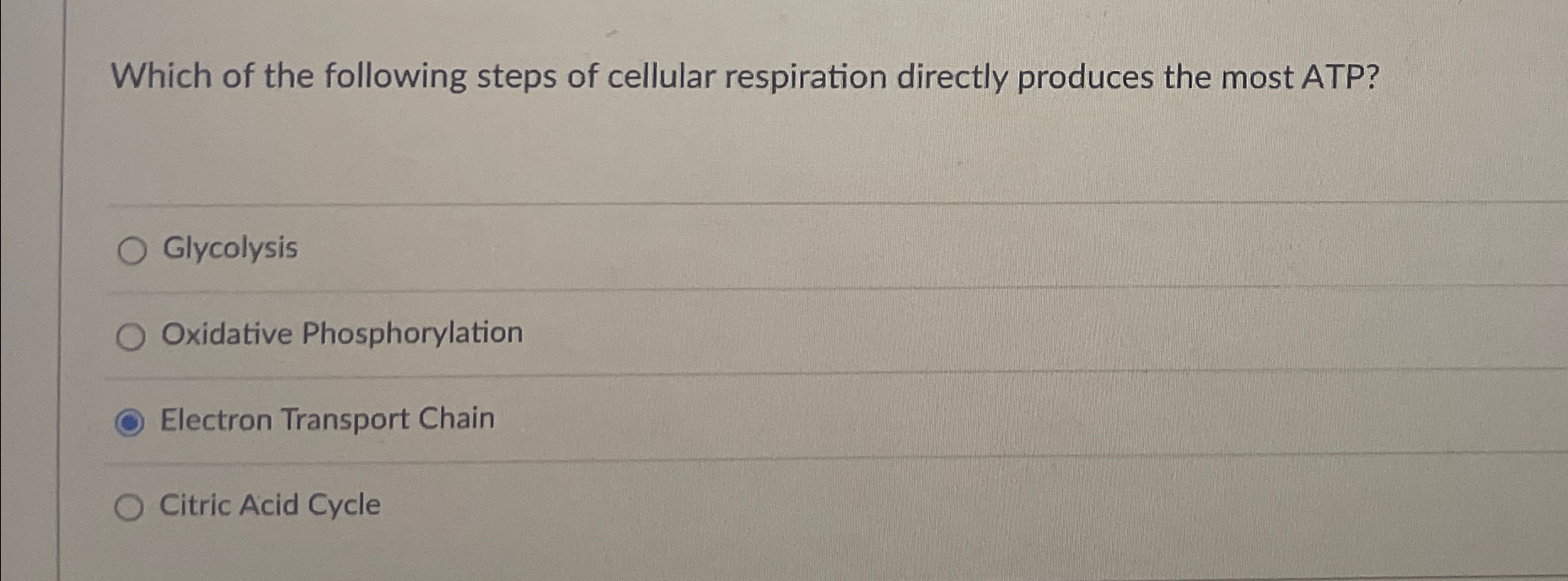 Solved Which of the following steps of cellular respiration | Chegg.com