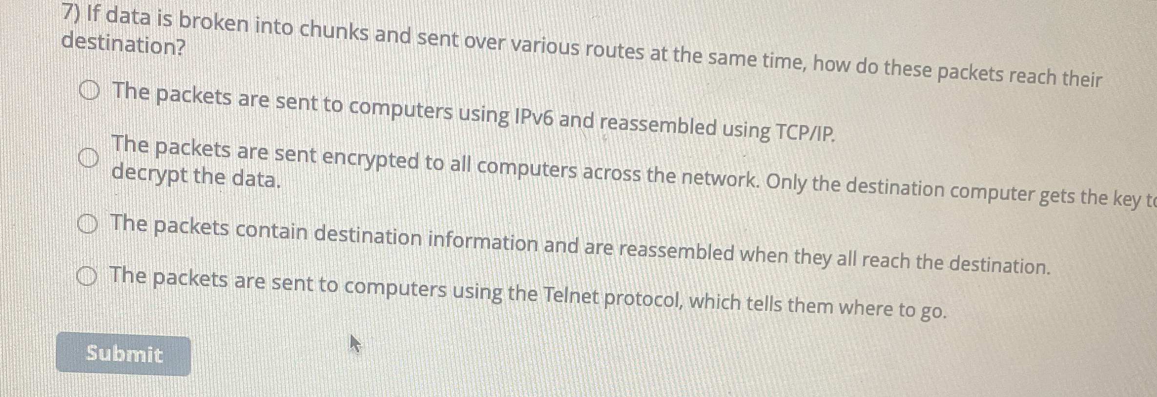 Solved If data is broken into chunks and sent over various | Chegg.com