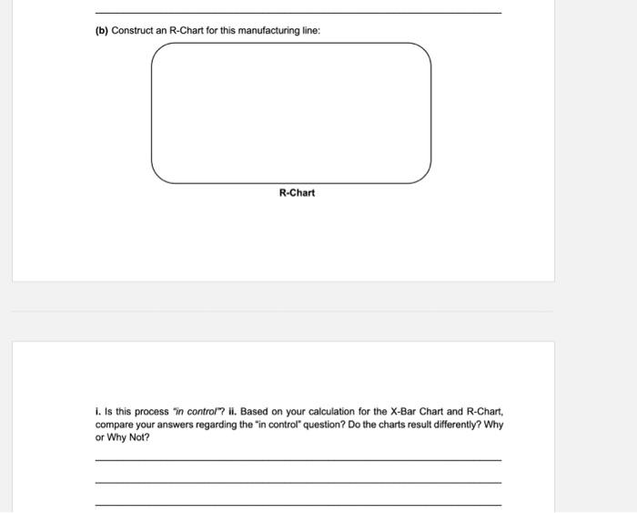 Solved (b) Construct an R-Chart for this manufacturing line: | Chegg.com