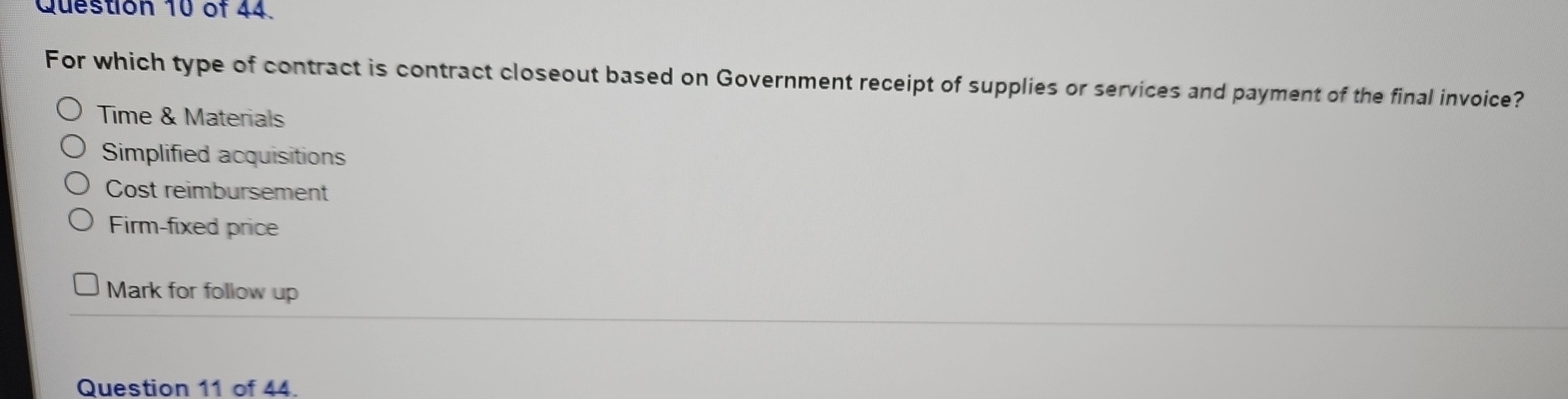 Solved For which type of contract is contract closeout based | Chegg.com