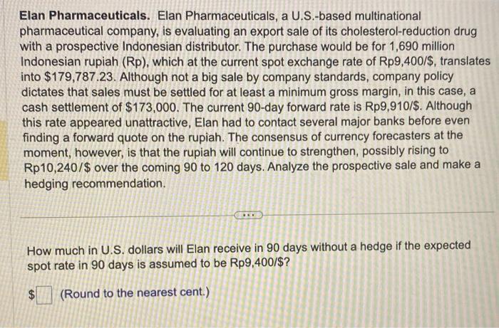 Solved Elan Pharmaceuticals. Elan Pharmaceuticals, a | Chegg.com