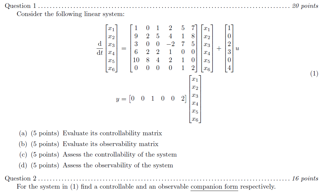 Solved Consider the following linear | Chegg.com