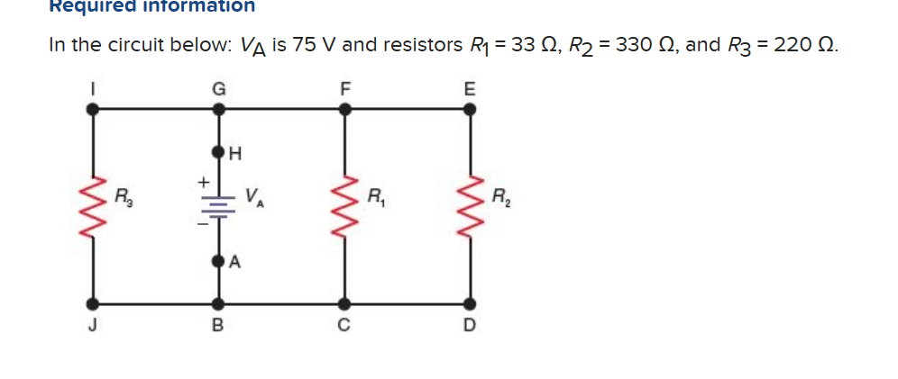 Solved In the circuit below: VA is 75 ﻿V and resistors | Chegg.com