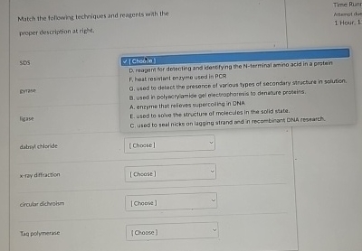 Solved Match the following technique and reagents with the | Chegg.com