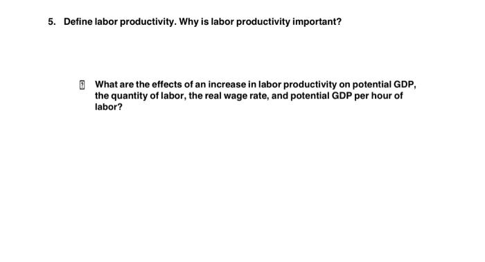 Solved 5. Define labor productivity. Why is labor | Chegg.com