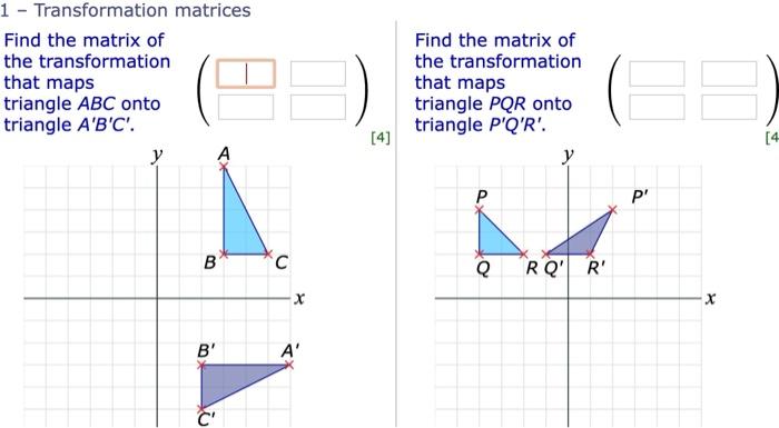 Solved 1 - Transformation matrices Find the matrix of the | Chegg.com