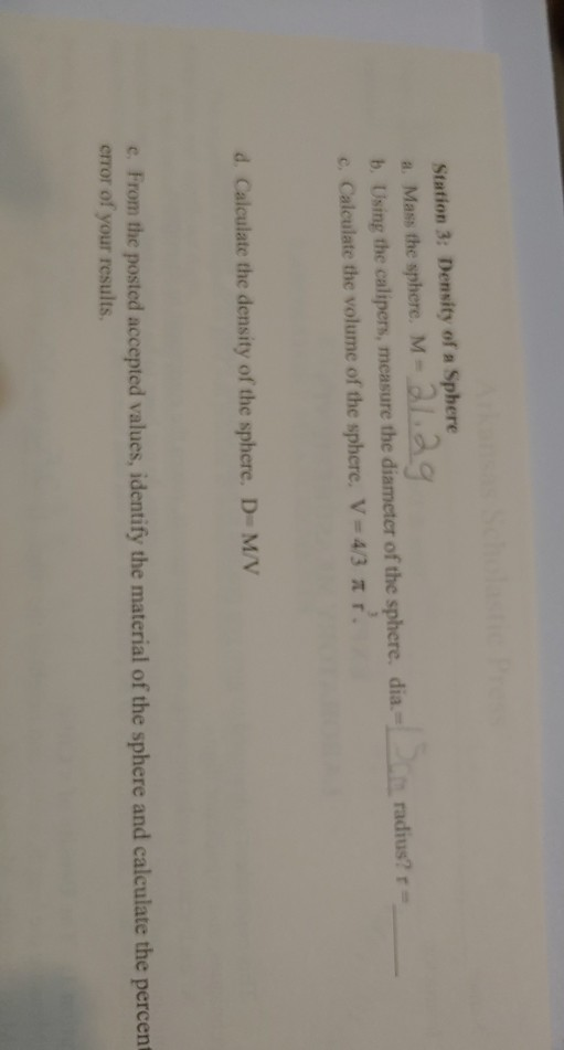 Solved :21.29 b. Using the calipers, measure the diameter of | Chegg.com