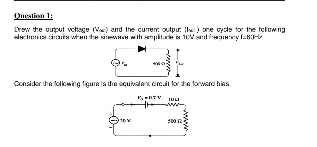 Solved Drew the output voltage ( Vout) ) and the current | Chegg.com