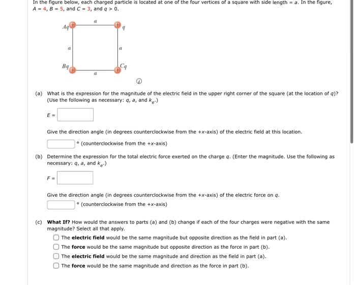 Solved In the figure below, each charged particle is located | Chegg.com