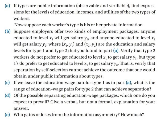 Solved Consider Michael Spence's job-market signaling model | Chegg.com