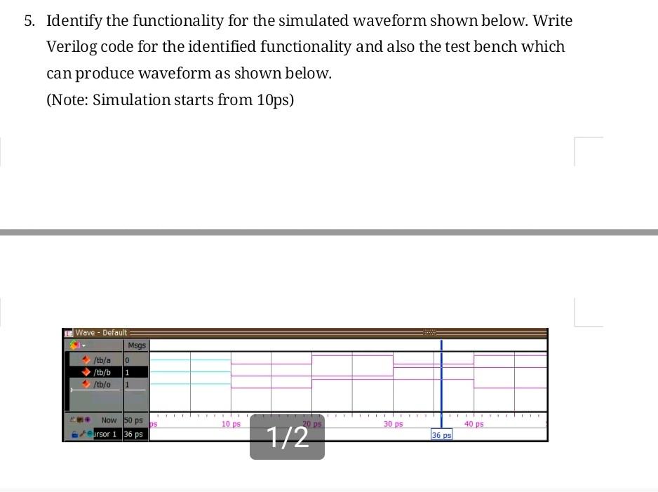 Solved 5. Identify the functionality for the simulated | Chegg.com