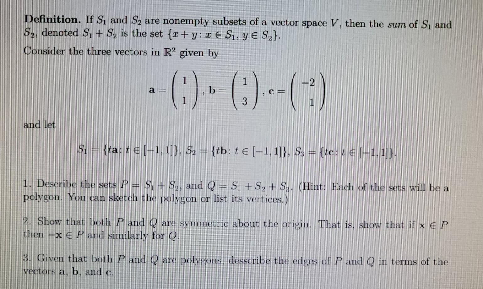 Solved Definition. If Si and S2 are nonempty subsets of a | Chegg.com