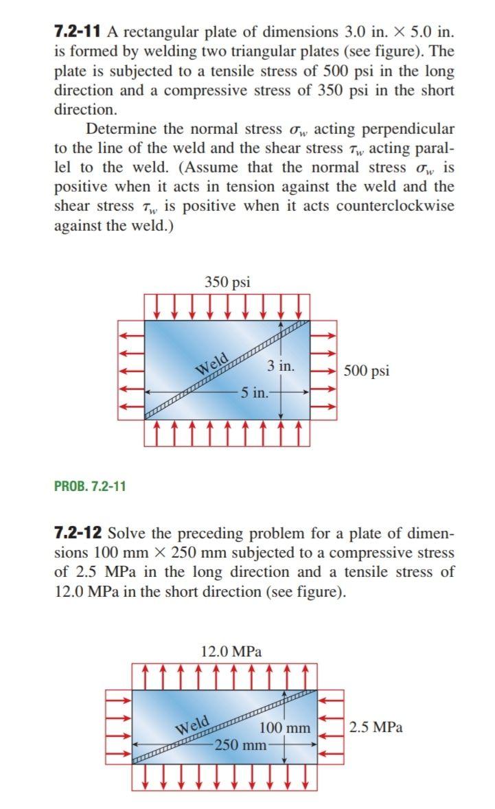Solved 7.2-11 A rectangular plate of dimensions 3.0 in. X | Chegg.com