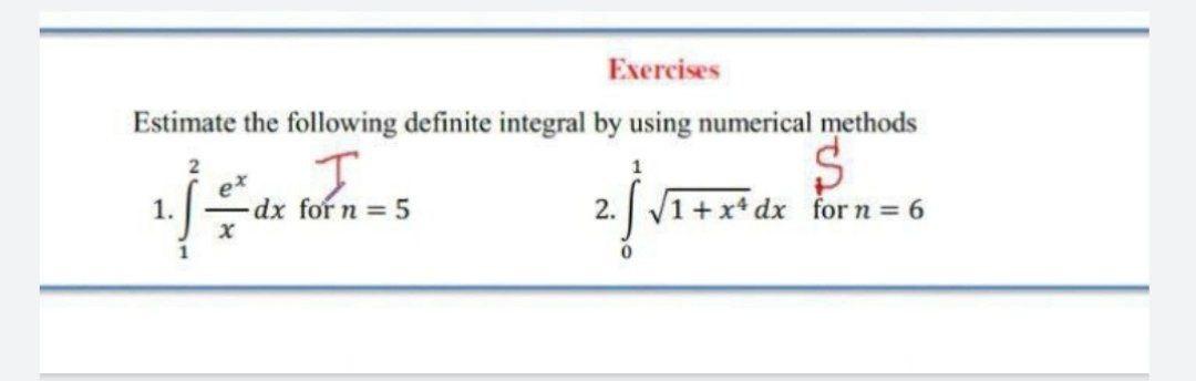 Solved Exercises 2 ;- ܕܙܘܕܵ: Estimate the following definite | Chegg.com