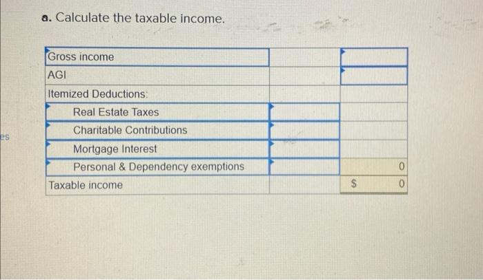 Solved a. Calculate the taxable income.Read the following | Chegg.com