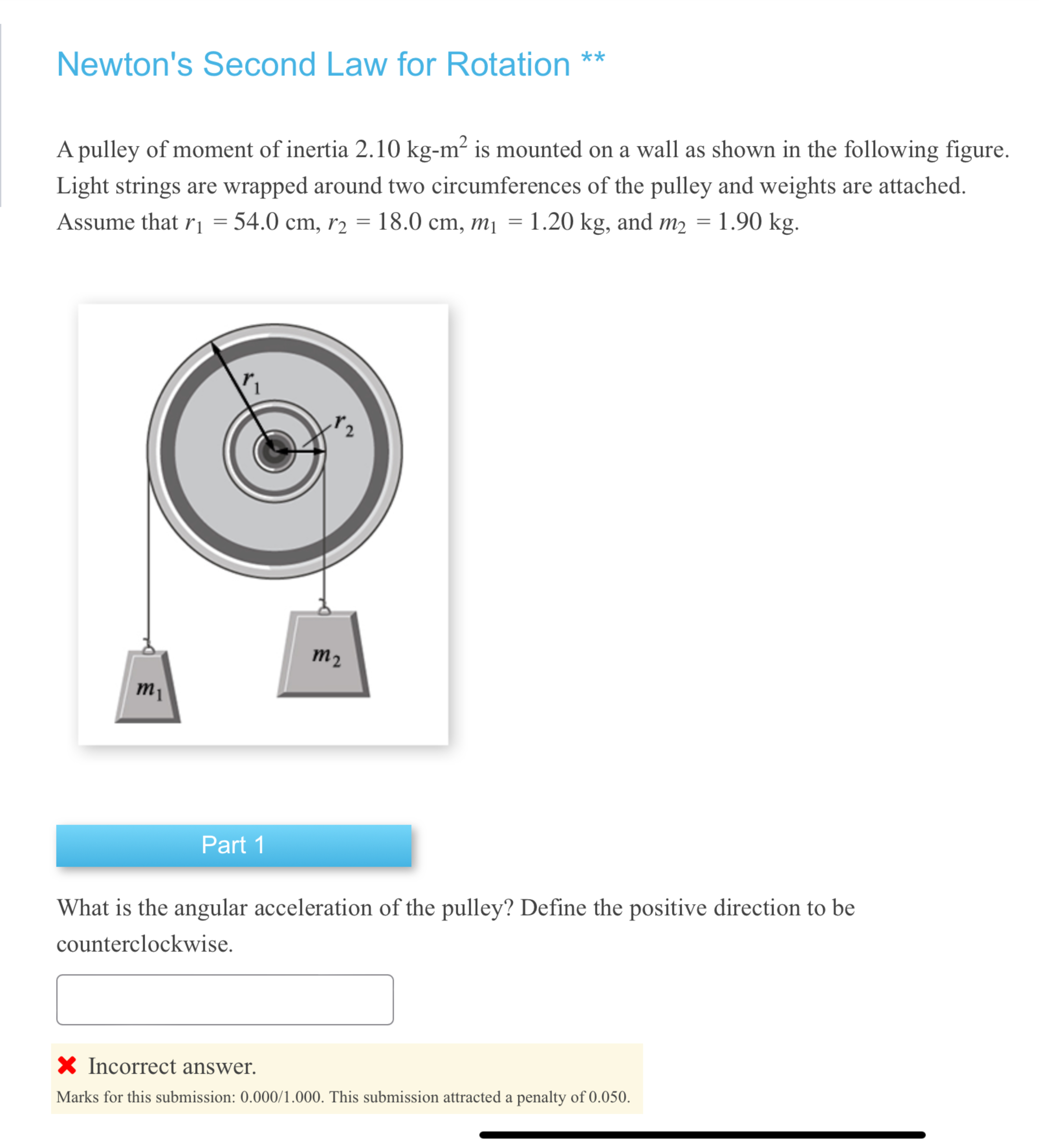 Solved Newton's Second Law for Rotation **A pulley of moment | Chegg.com